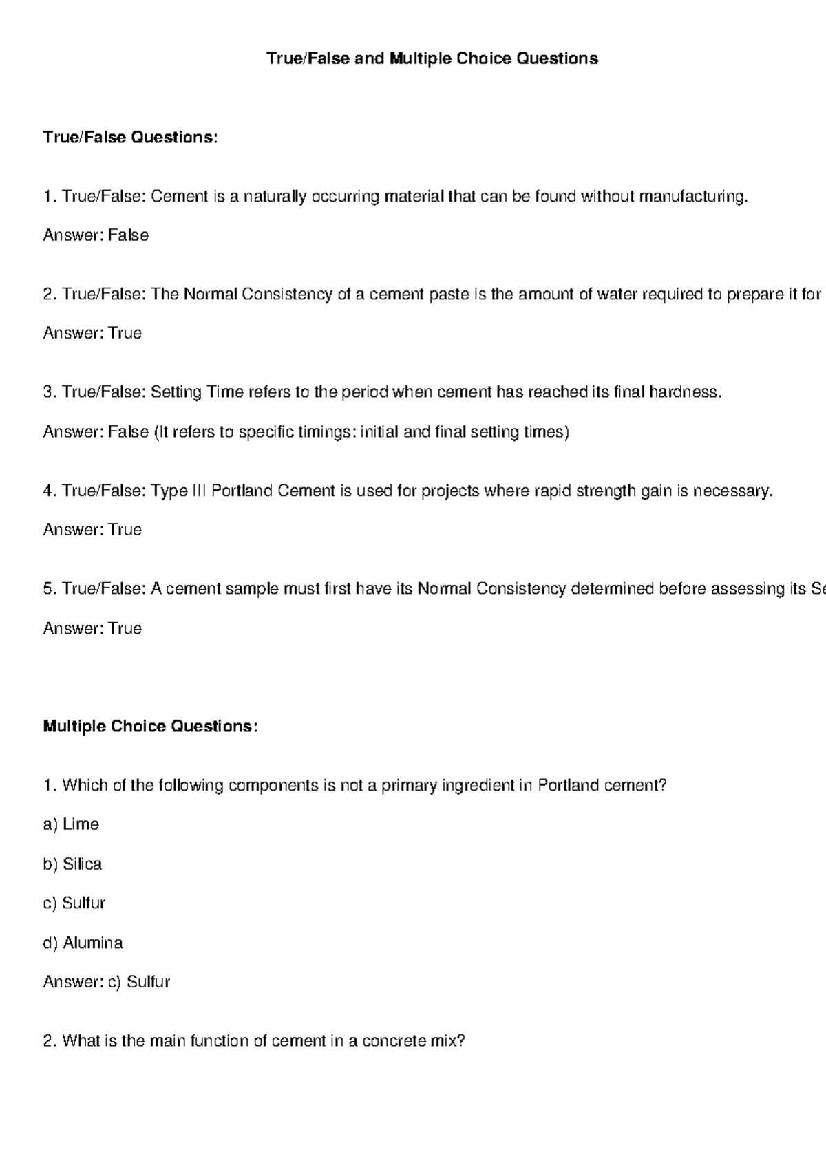 True and False and Multiple Choice Questions 241026 133155 - True/False ...