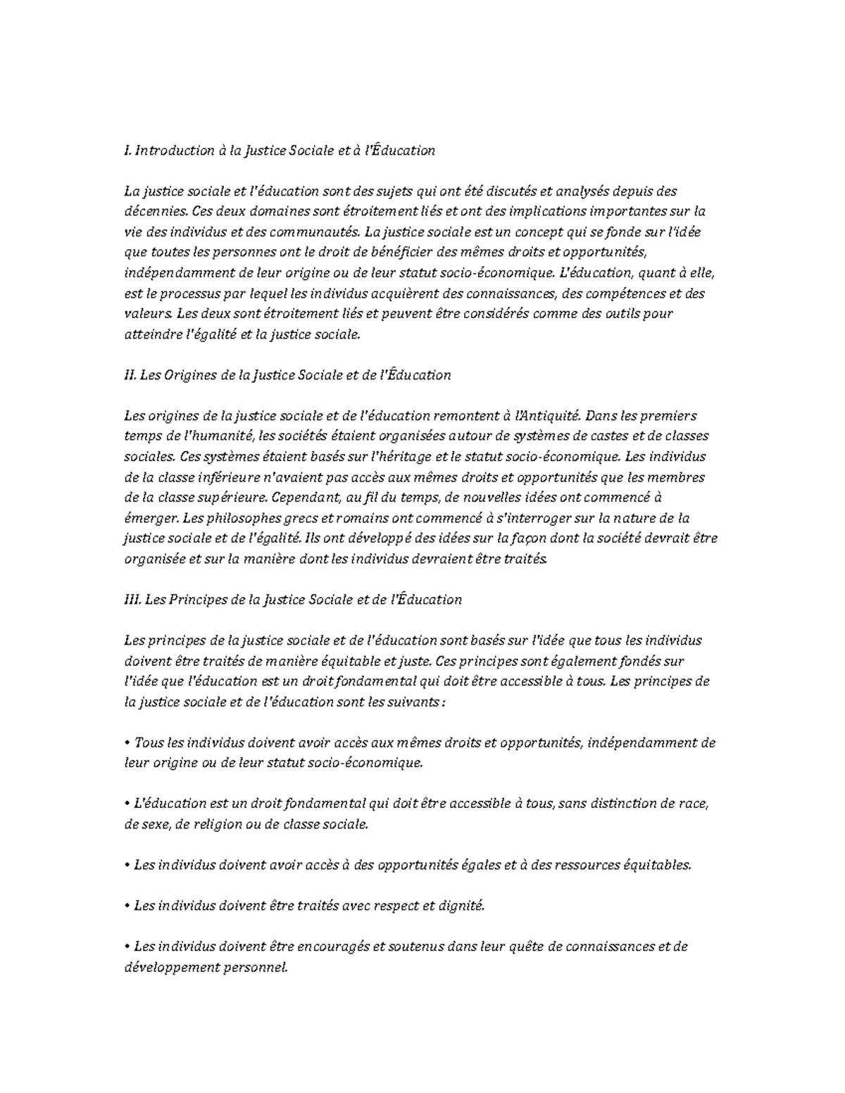 Social Justice and Education Notes de cours - I. Introduction à la ...