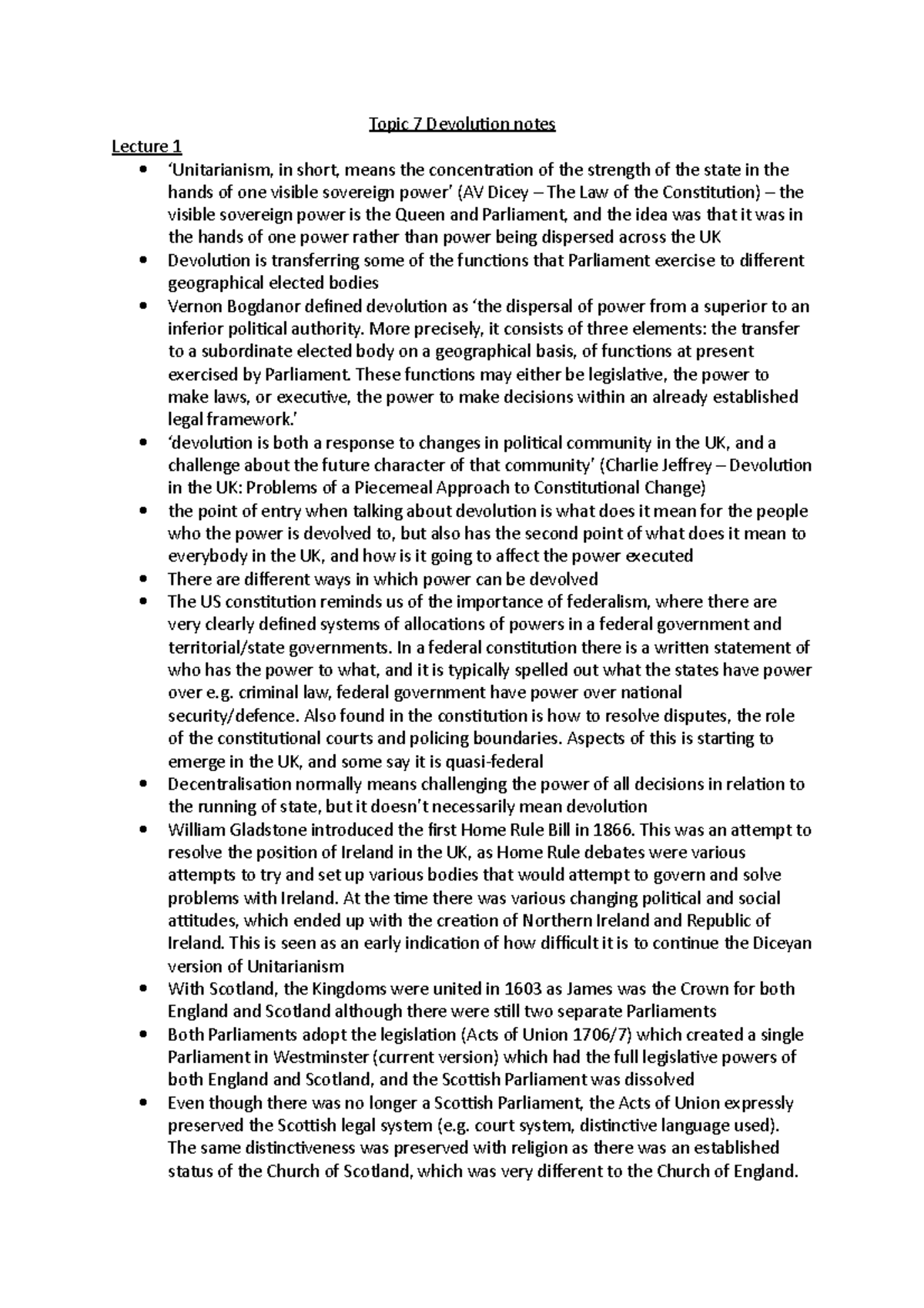 Topic 7 Devolution Notes Topic 7 Devolution Notes Lecture 1 In Short Means The Concentration