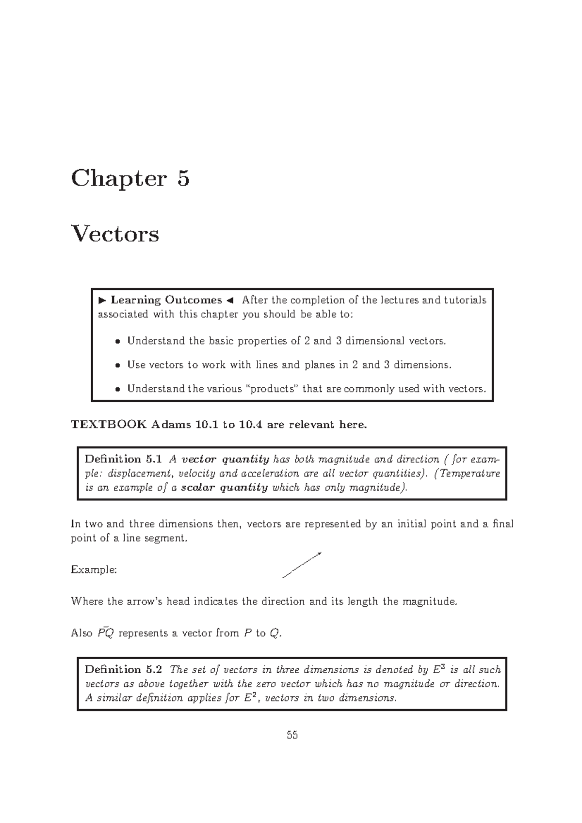 Vectors lecture notes - Chapter 5 Vectors Learning Outcomes After the ...