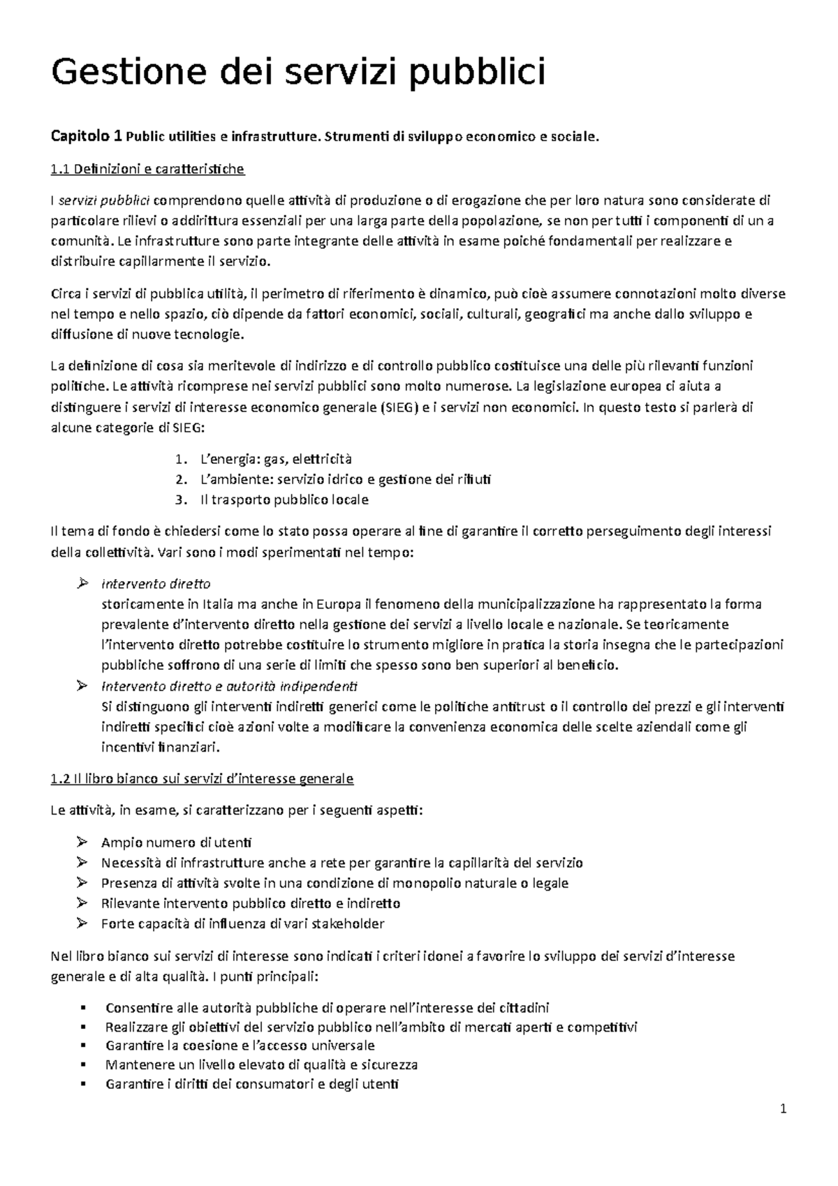 Gestione servizi pubblici - Gestione dei servizi 1 Public utilities e ...