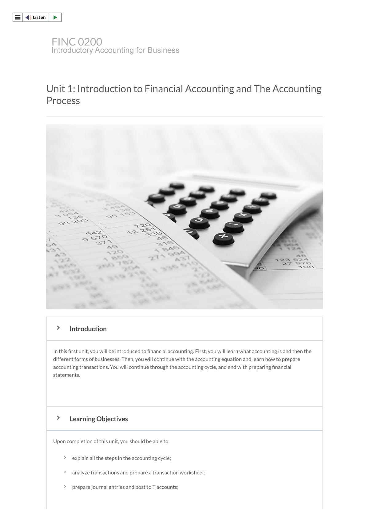 Unit 1 Introduction to Financial Accounting and The Accounting Process ...