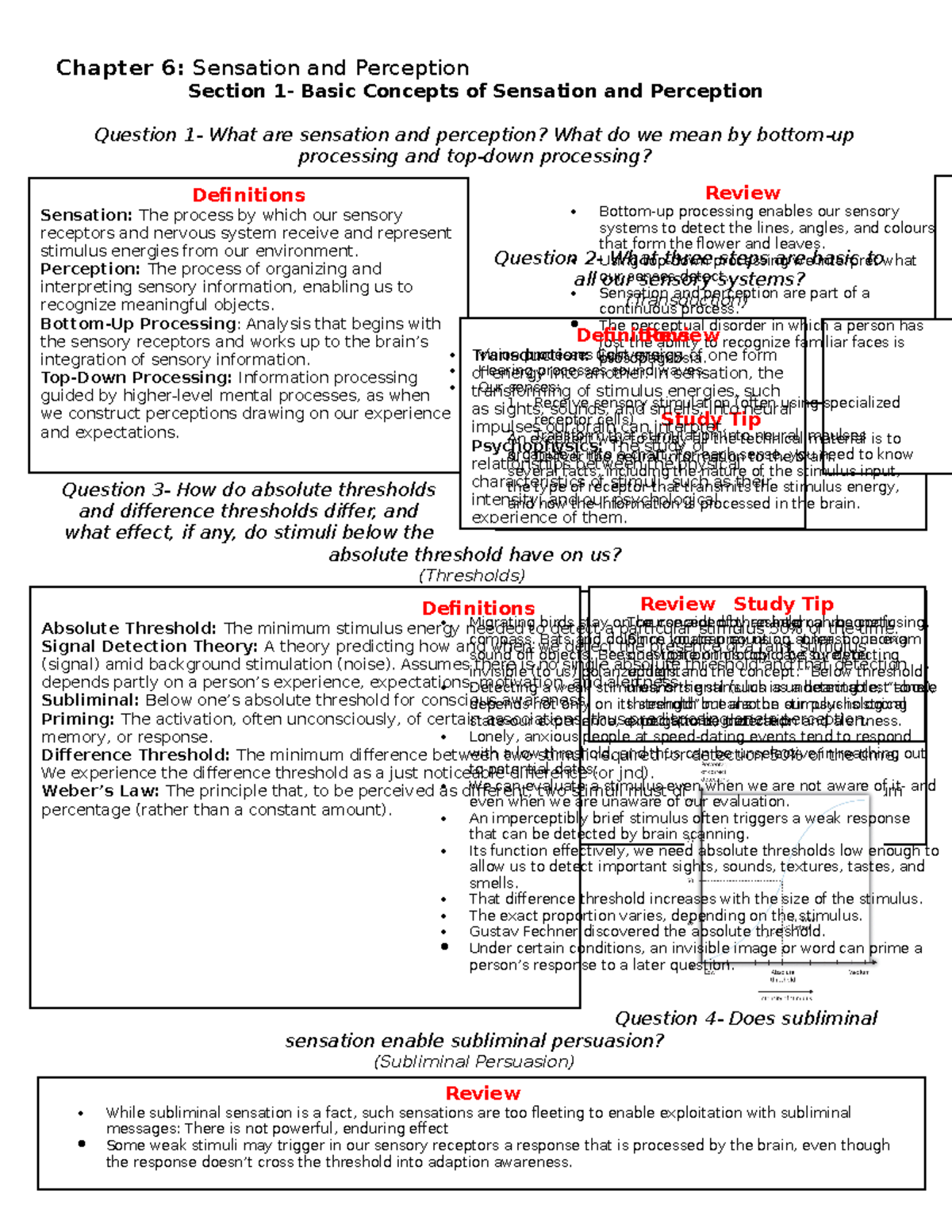 Chapter 6- Sensation and Perception - Section 1- Basic Concepts of ...
