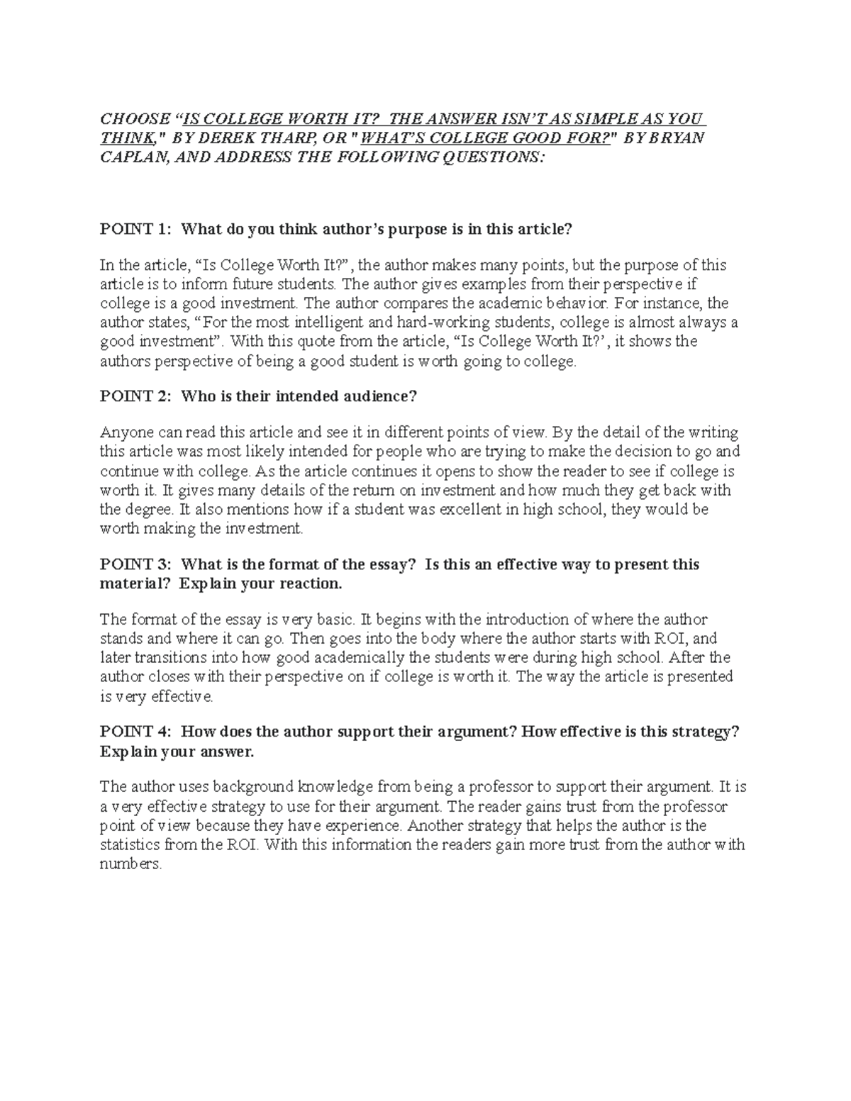 ENGL1302 Reading Assignment Discussion CHOOSE IS COLLEGE WORTH IT engl1302-reading-assignment-discussion-choose-is-college-worth-it
