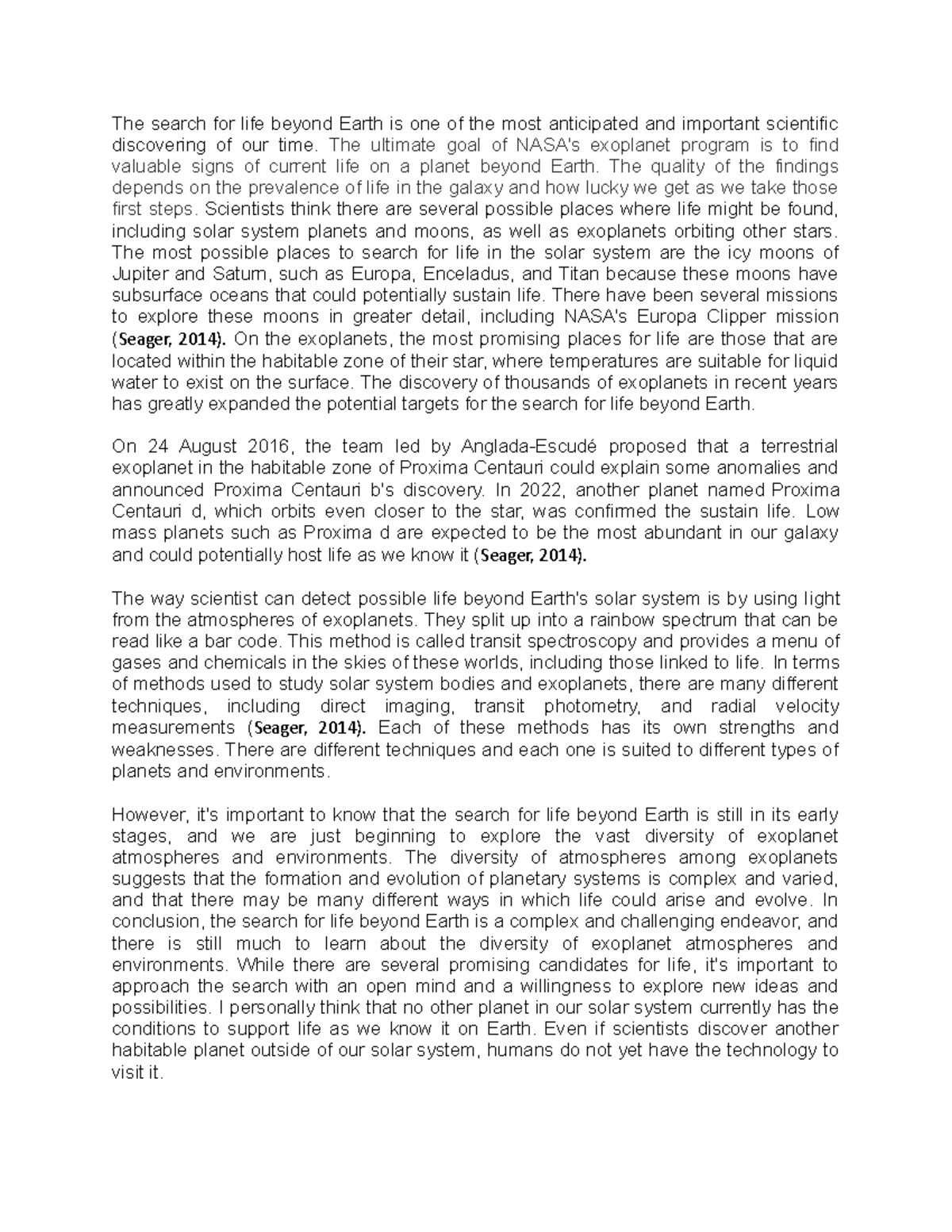 Hw8astro - Homework number 8 - The search for life beyond Earth is one ...