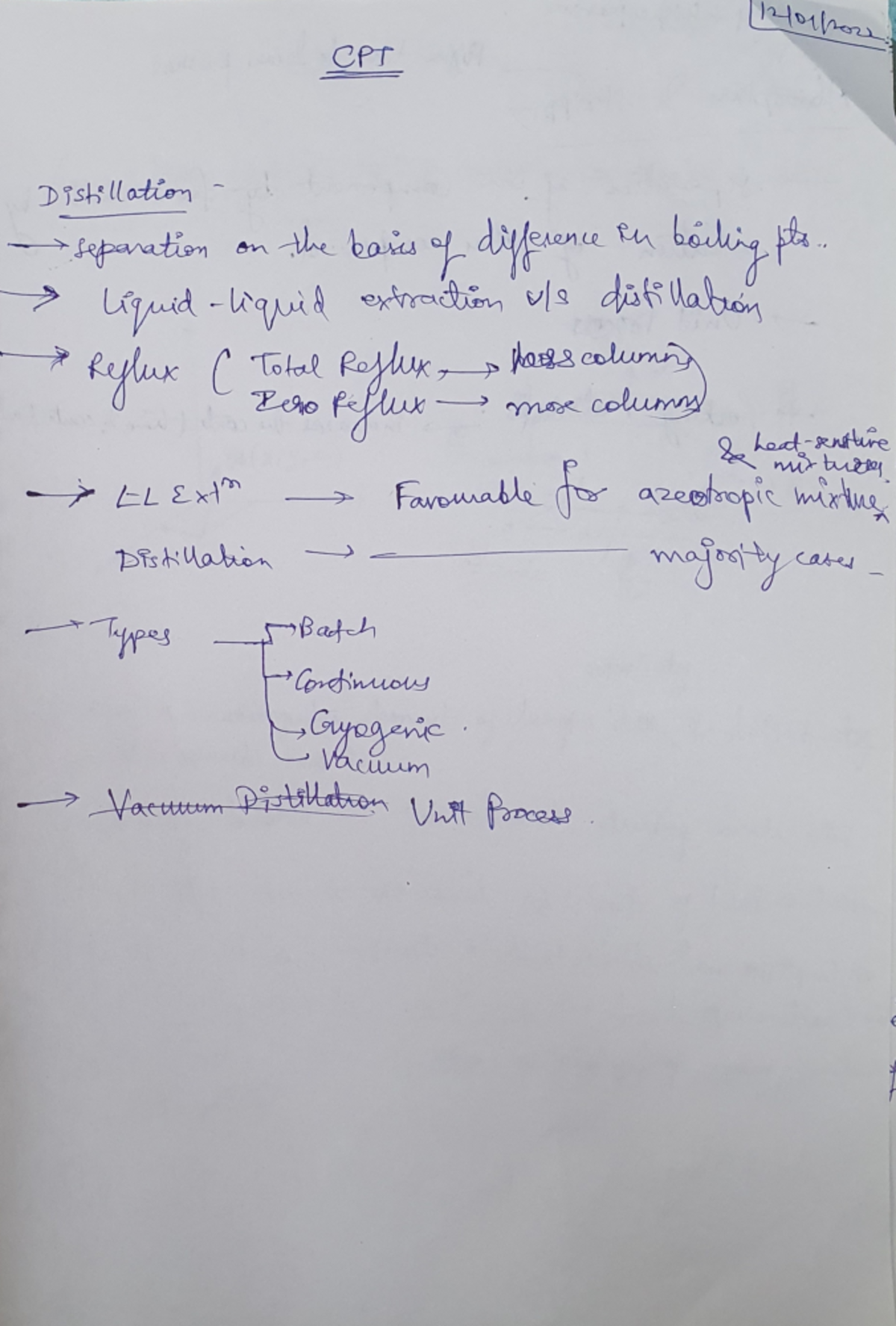 CPT Notes - Chemical Process Technology (CPT) - CPT Distillation ...
