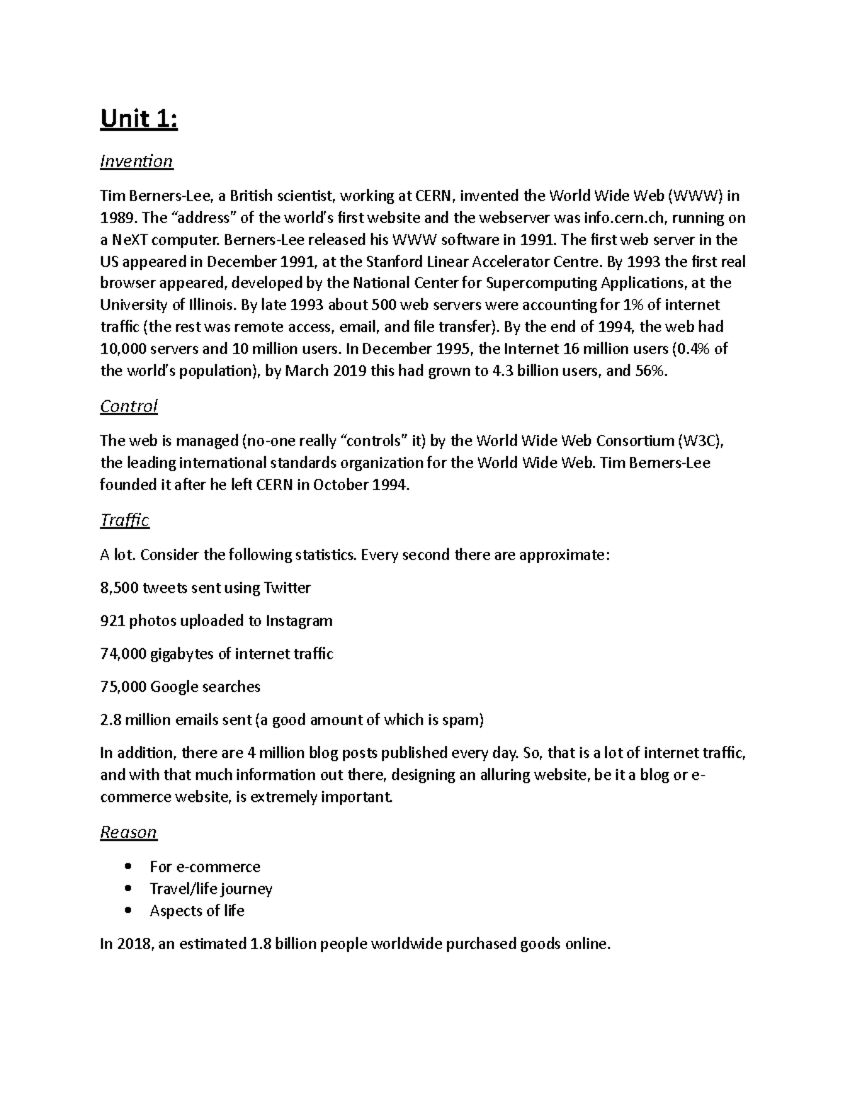 Week 1 summary of lectures and notes :))))))) - Unit 1: Invention Tim ...