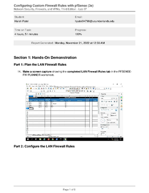 Lab 5 Configuring Firewall Interfaces with pf Sense 3e - Harsh Patel - Network Security ...