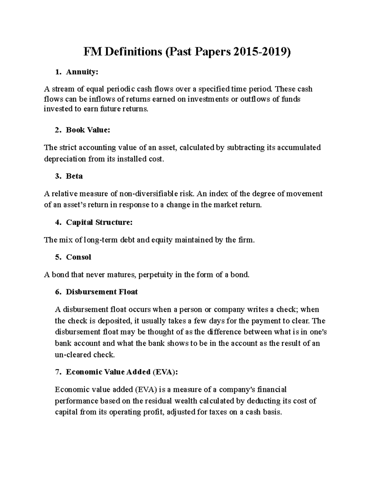 FM (Definitions) Past Papers 2015-2019 - FM Definitions (Past Papers ...