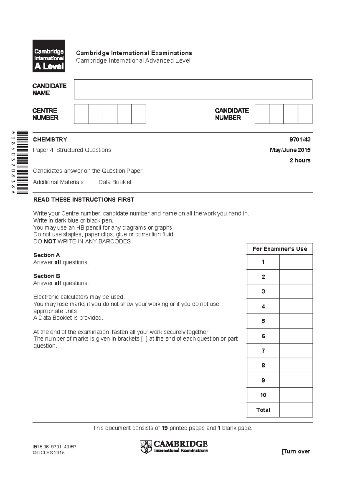 9701 s15 qp 43 - Past year paper for A2 paper 4 - READ THESE ...