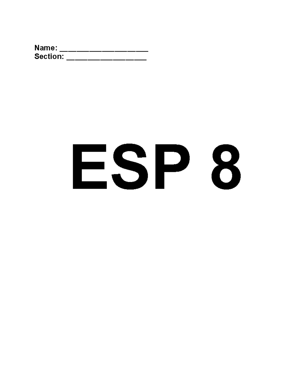 Esp 8 3rd and 4th - esp - Name: _____________________ Section ...
