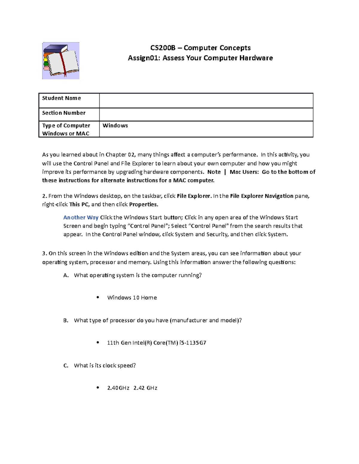 Assign 01-Assess Computer Hdw - CS200B – Computer Concepts Assign01 ...