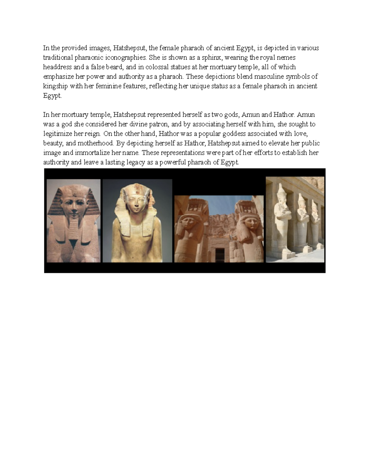Week 12 Activity Pharaoh Hatshepsut - In the provided images ...