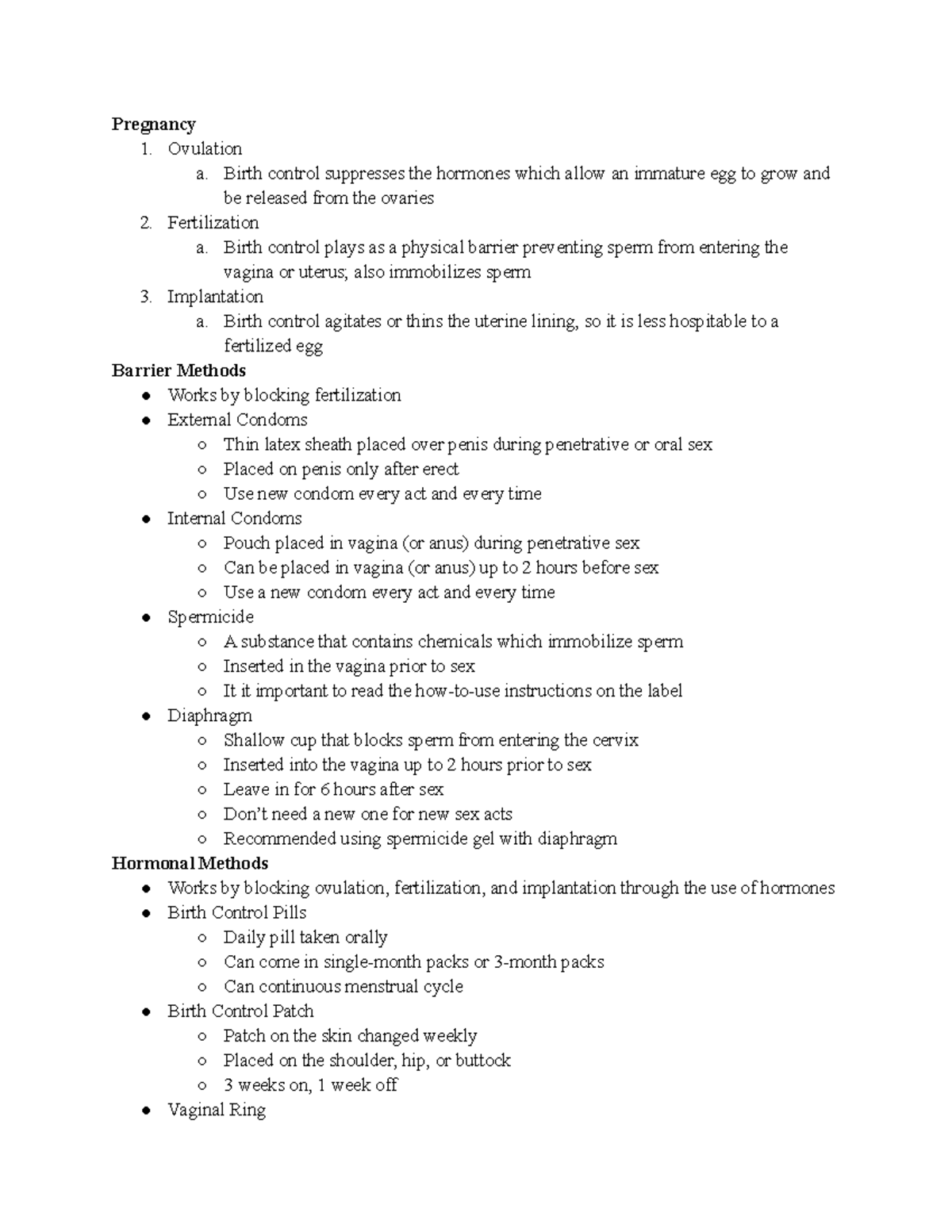 Birth Control - Powerpoint slides - Pregnancy 1. Ovulation a. Birth ...