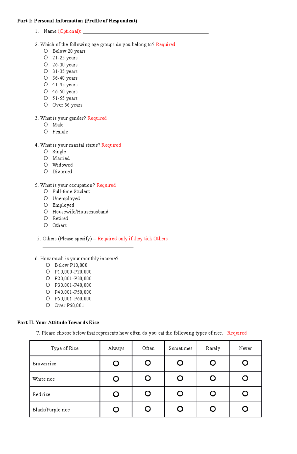 Revised-Survey-Form - Detailed survey form - Part I: Personal ...