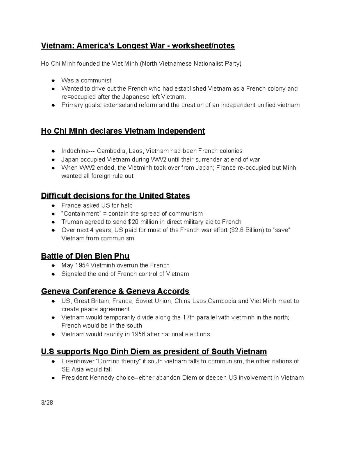 Vietnam War 1955- 1975 - Vietnam: America’s Longest War - worksheet ...