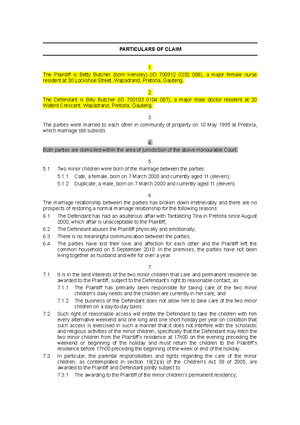 Simple Summons - SIMPLE SUMMONS IN THE HIGH COURT OF SOUTH AFRICA ...