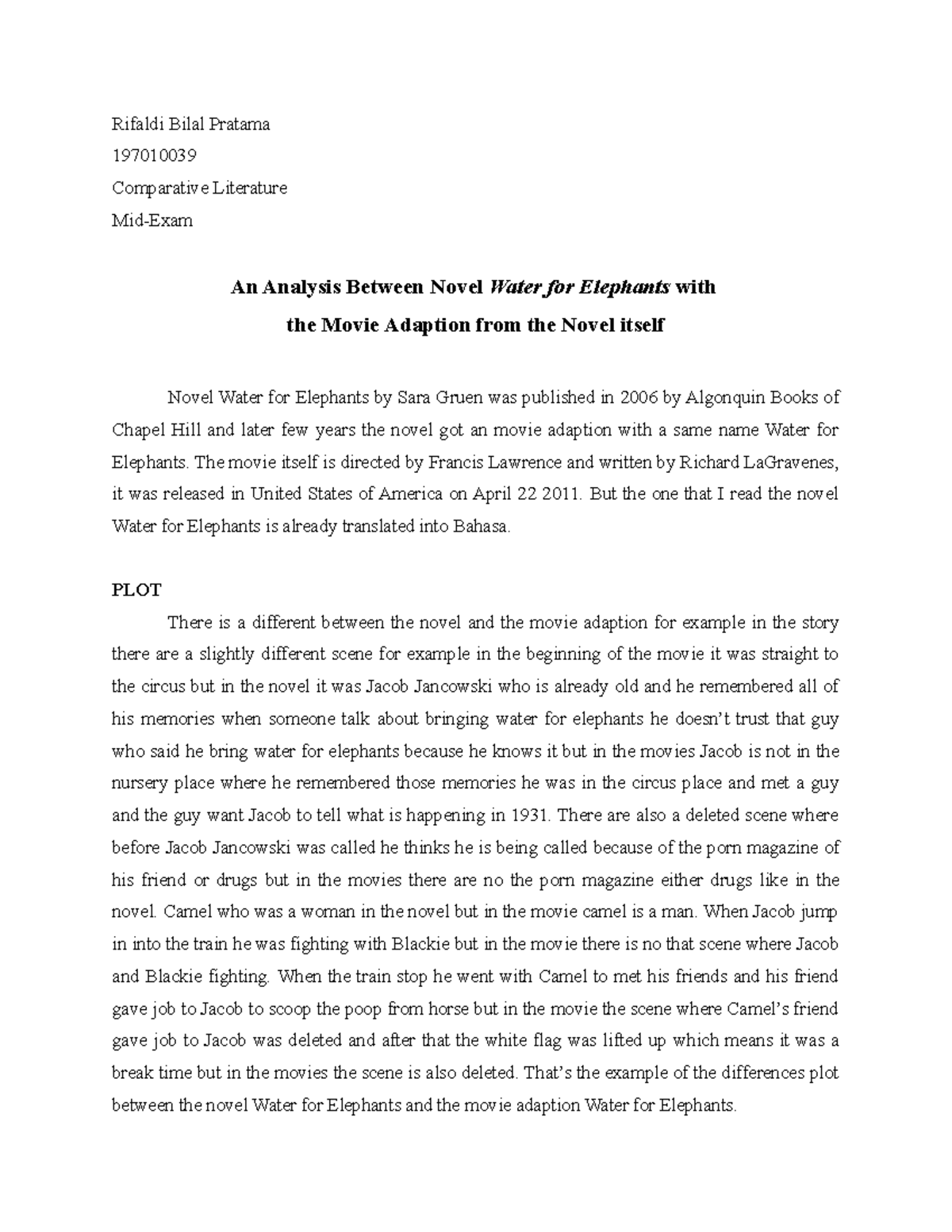 197010039 Rifaldi Comparative Literature Mid-Exam - Rifaldi Bilal ...