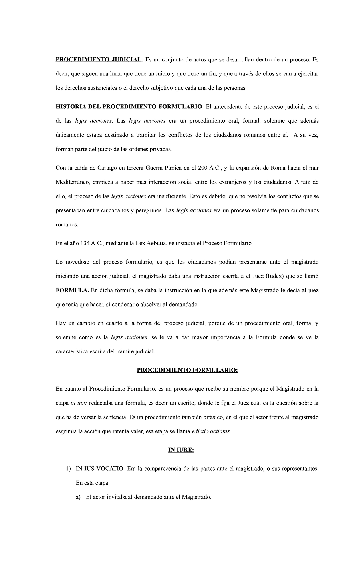 Derecho Romano - Bolilla XXI - Procedimiento Formulario - Uncoma - Studocu