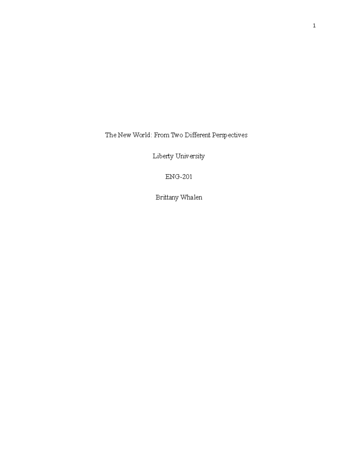 The New World - n/a - The New World: From Two Different Perspectives ...