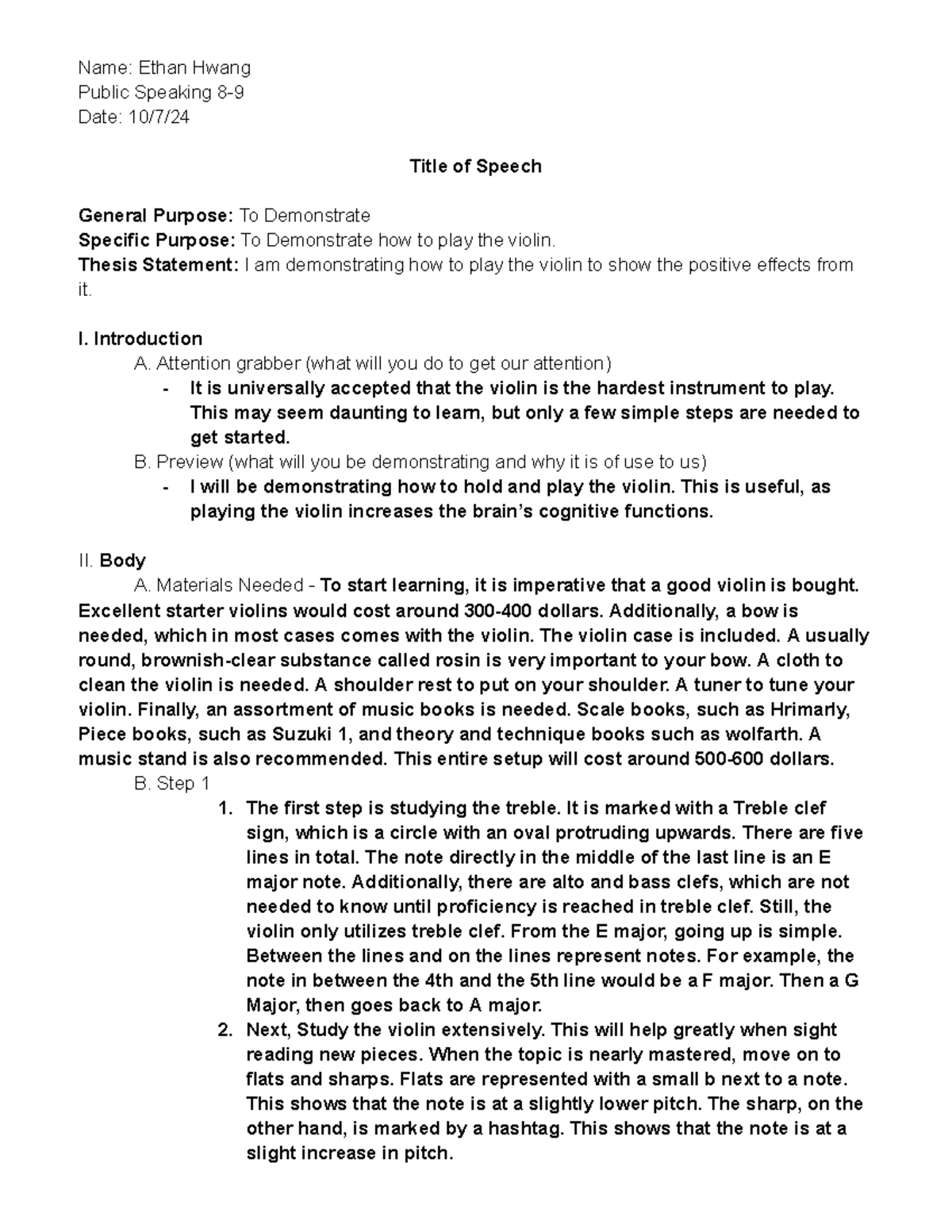 Demonstrative Speech Planning Packet - Name: Ethan Hwang Public ...