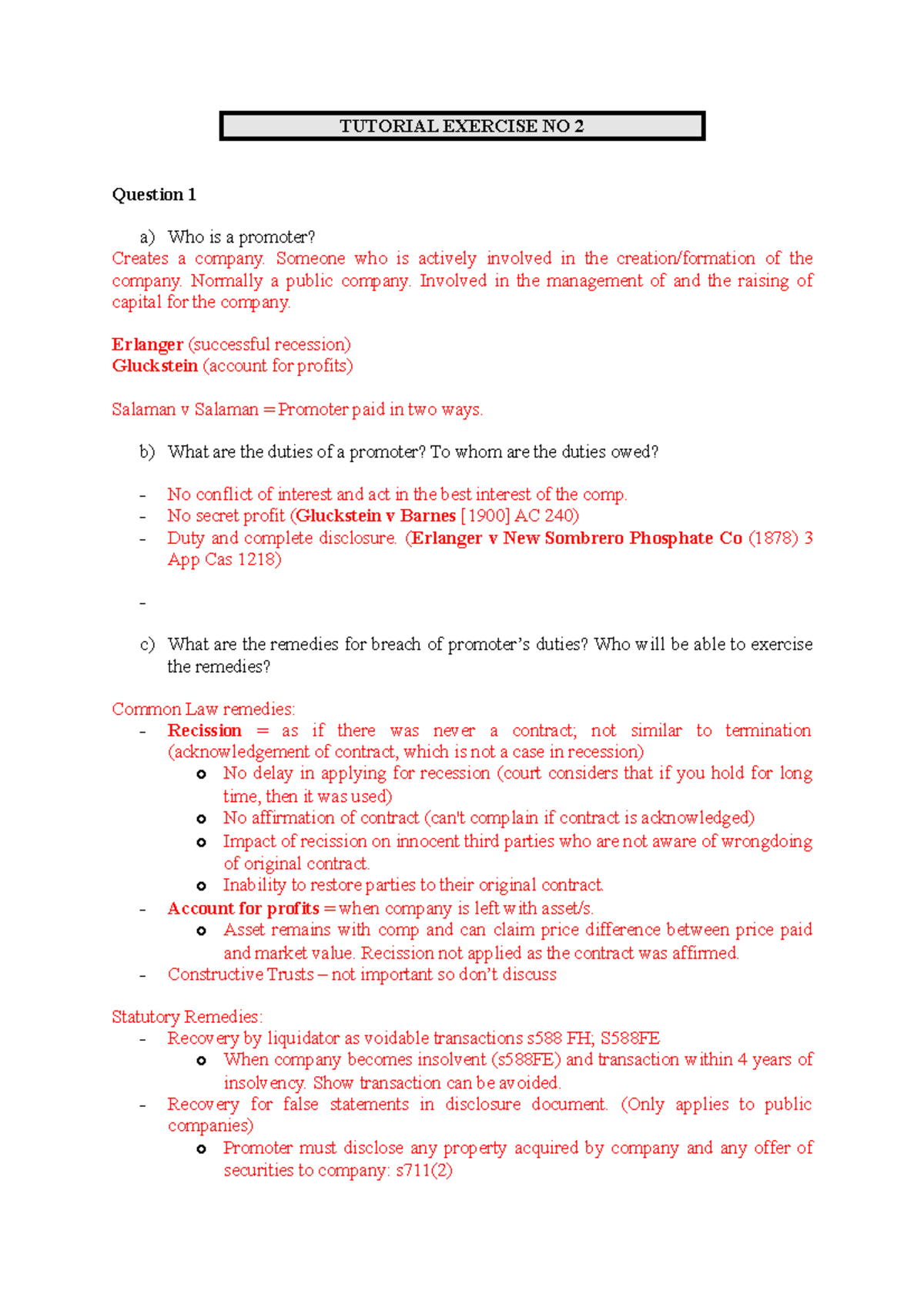 Tutorial Exercise No 2 Tute Work Tutorial Exercise No 2 Question 1 A Who Is A Promoter