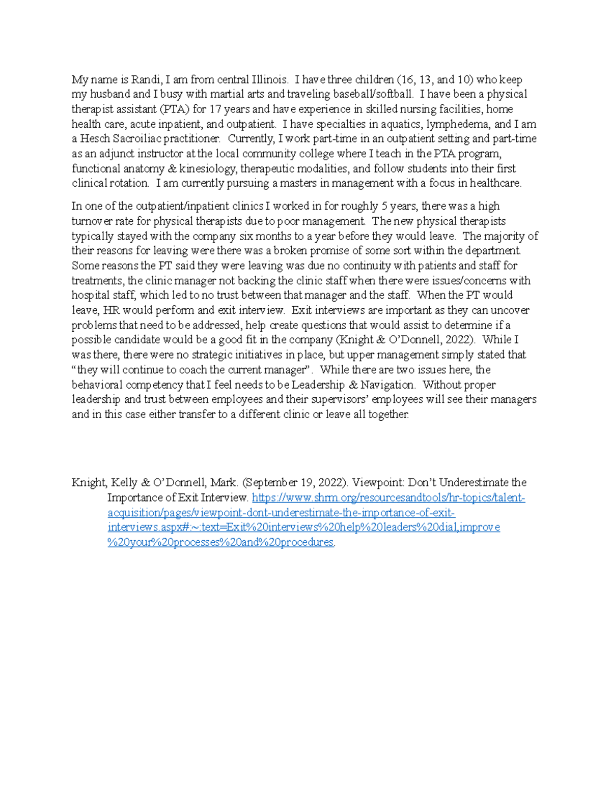 Discussion 1 - coursework - My name is Randi, I am from central ...