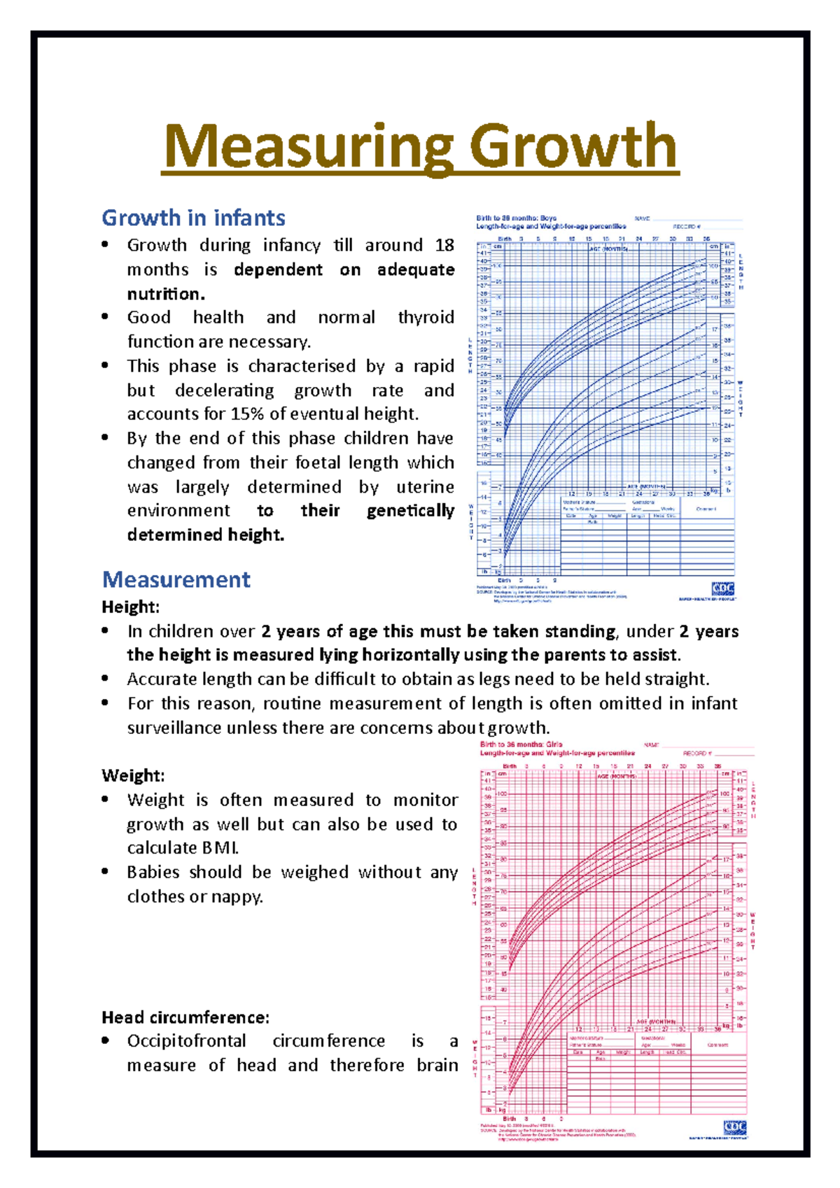 Measuring Growth - Paediatric - Measuring Growth Growth in infants ...