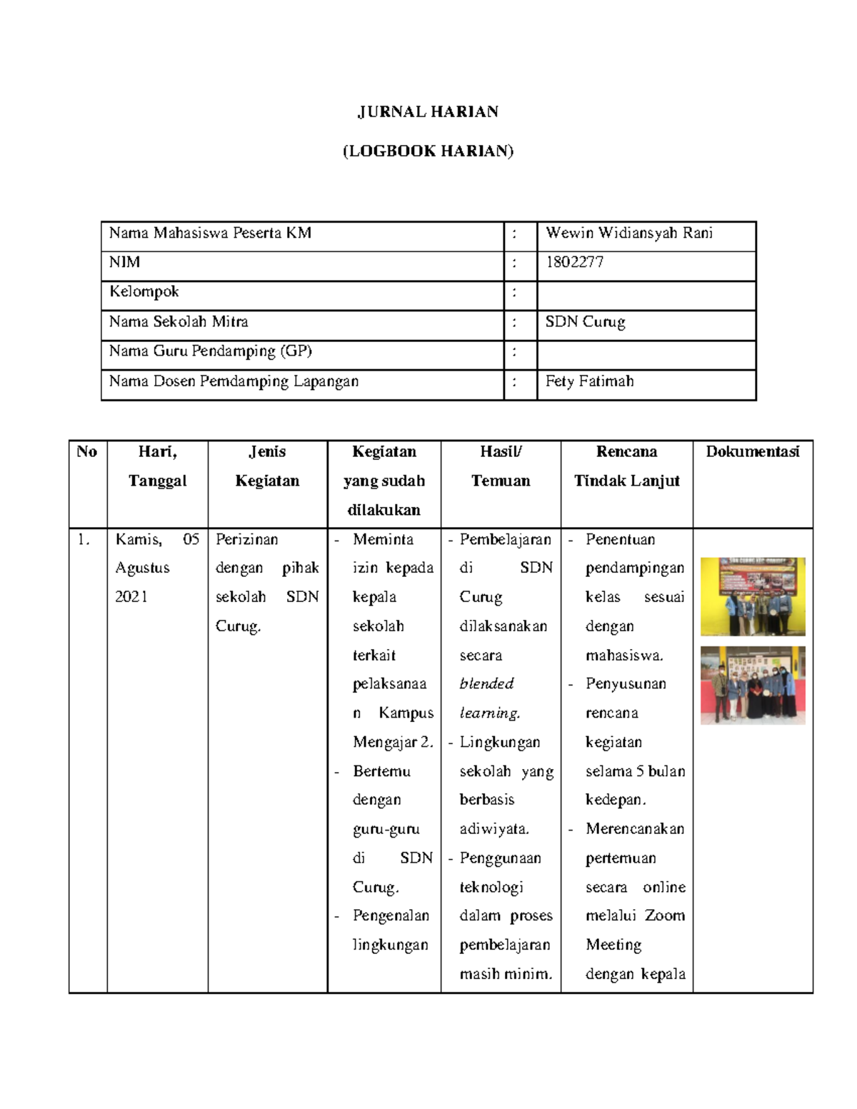 Jurnal Harian Kamis, 05 Agustus 2021 - JURNAL HARIAN (LOGBOOK HARIAN ...