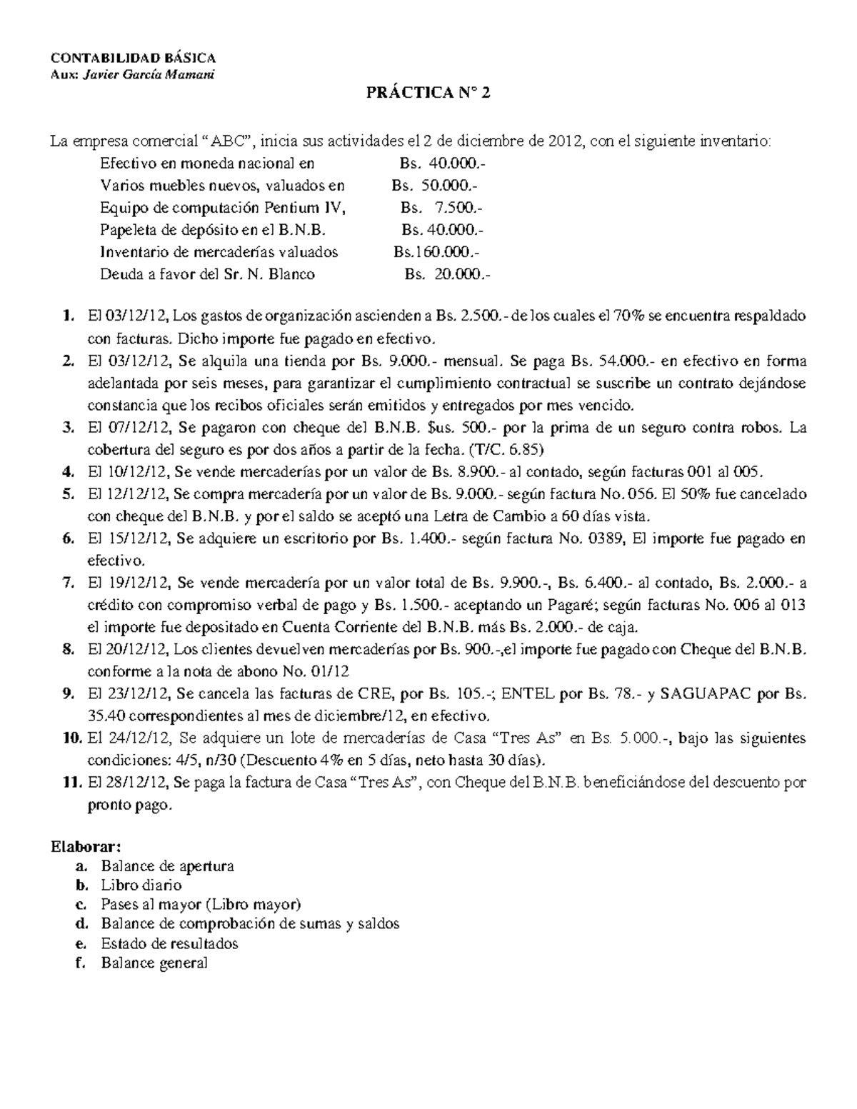 Práctica N° 2 - Práctica para que resuelvan los estudiantes de la ...