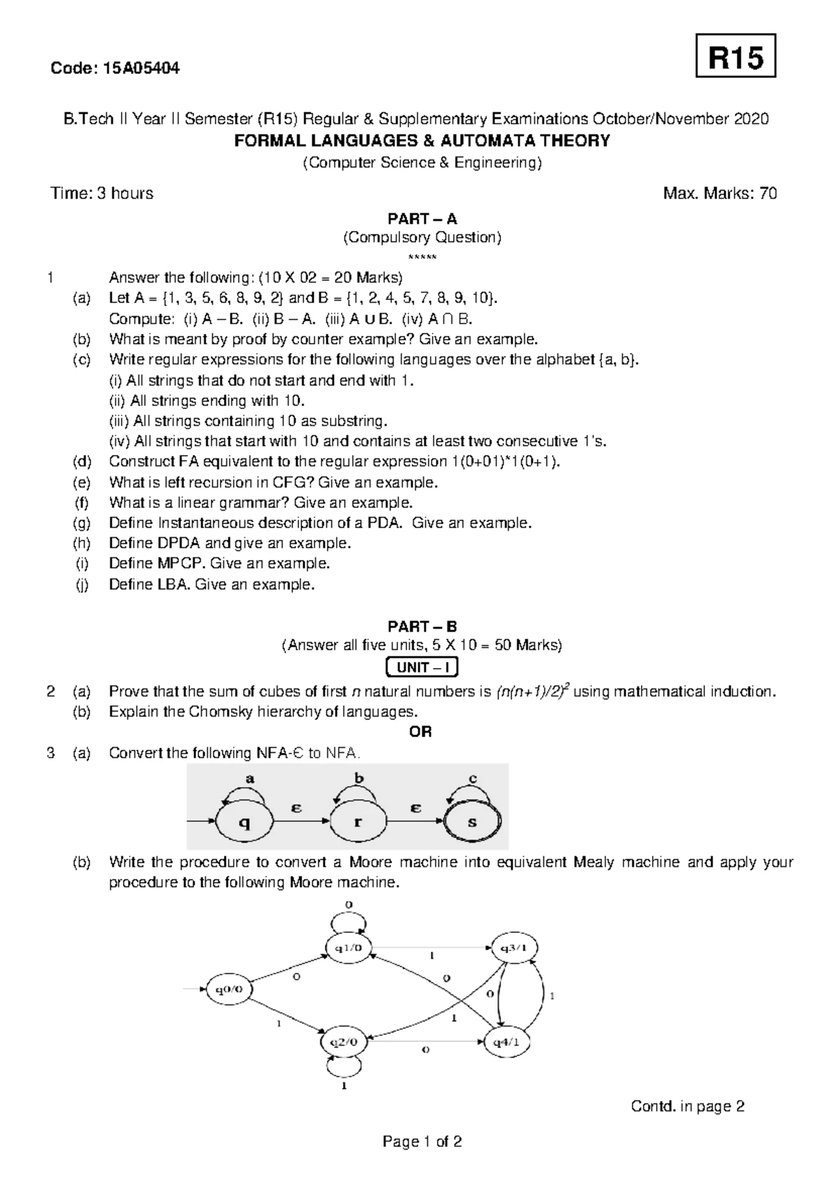 Flat Unit Iv Hshshs Formal Language And Automata Theory Unit Iv Syllabus 1 Pushdown