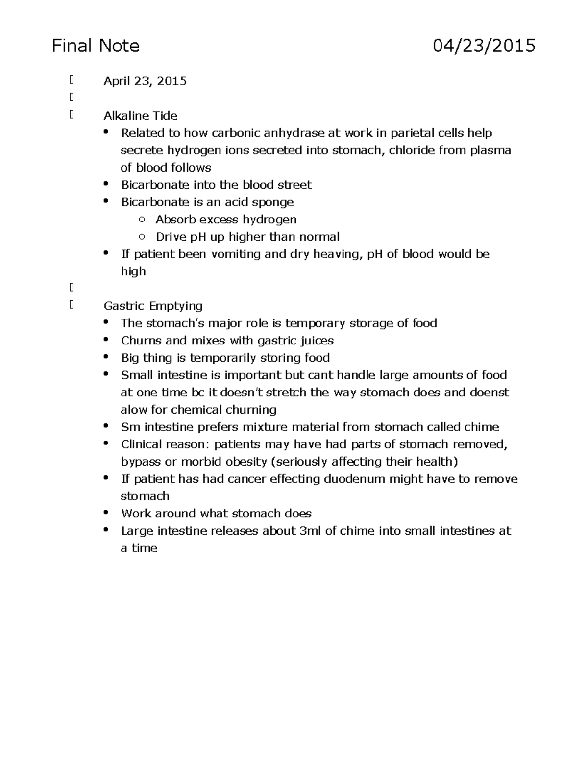 Anatomy and Physiology II Final Exam Notes - Final Note April 23, 2015 ...