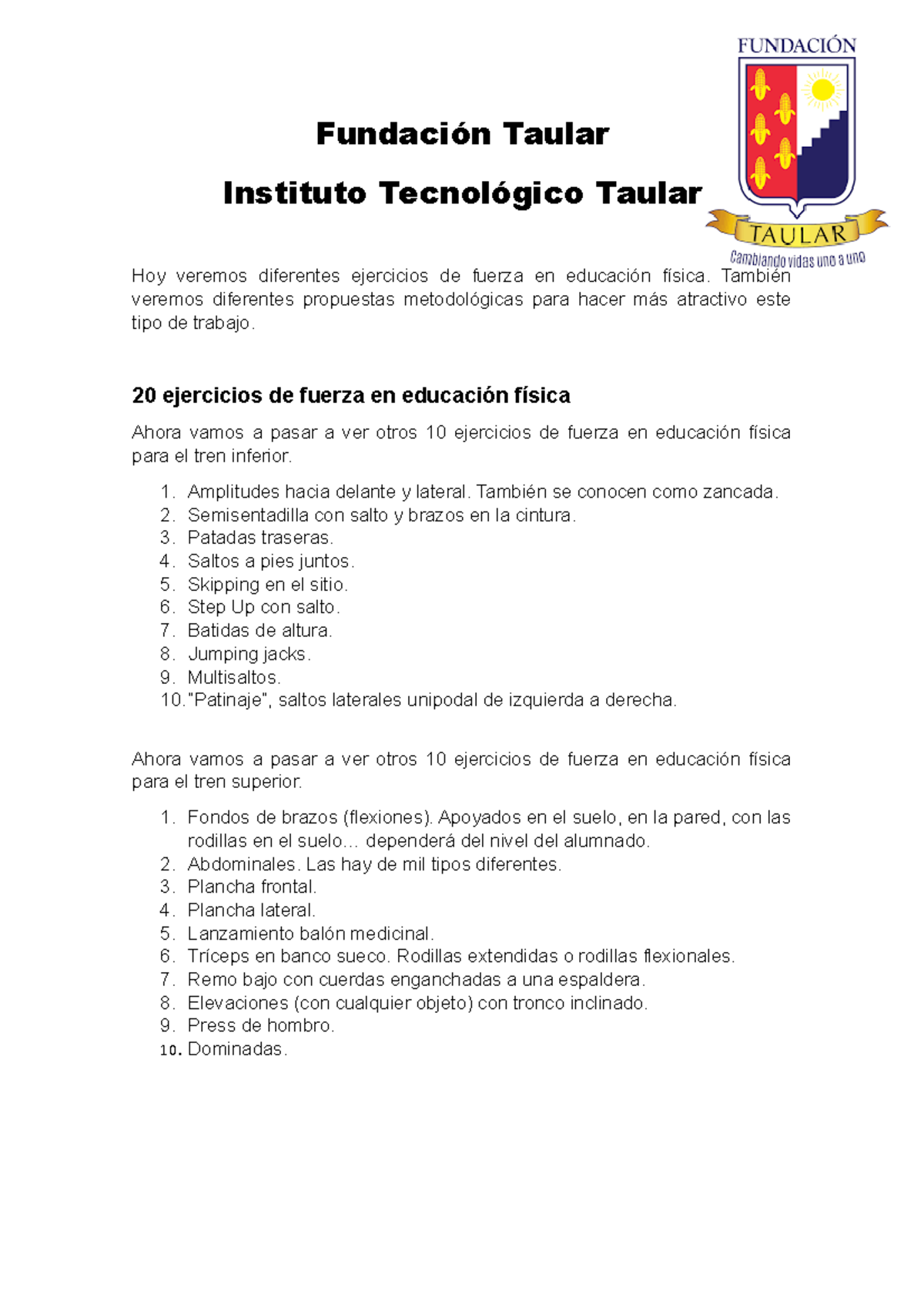 Fundación Taular - asdfghjk - Fundación Taular Instituto Tecnológico ...