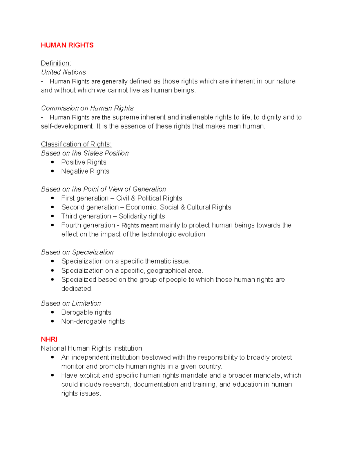 HR-Law-1 - Human rights reviewer 2023 - HUMAN RIGHTS Definition: United ...