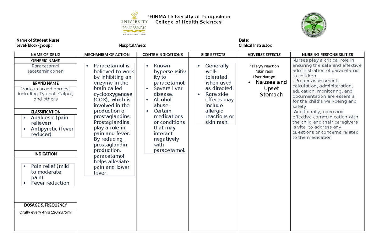 Drug-Study- Template - Nine - PHINMA University of Pangasinan College ...