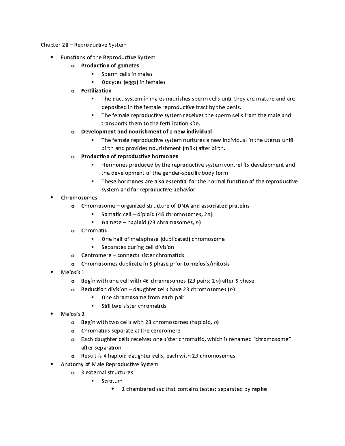 Ch 28 - Repro - Chapter 28 – Reproductive System Functions of the ...
