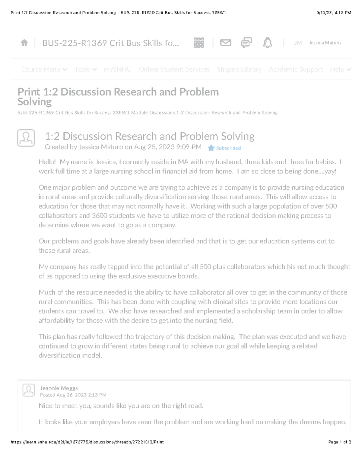 Print 1:2 Discussion Research and Problem Solving - - Studocu