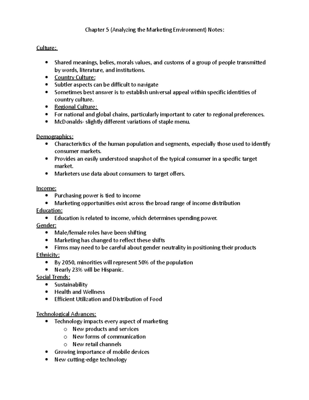 Chapter 5 (Analyze the Market) Notes - Chapter 5 (Analyzing the ...