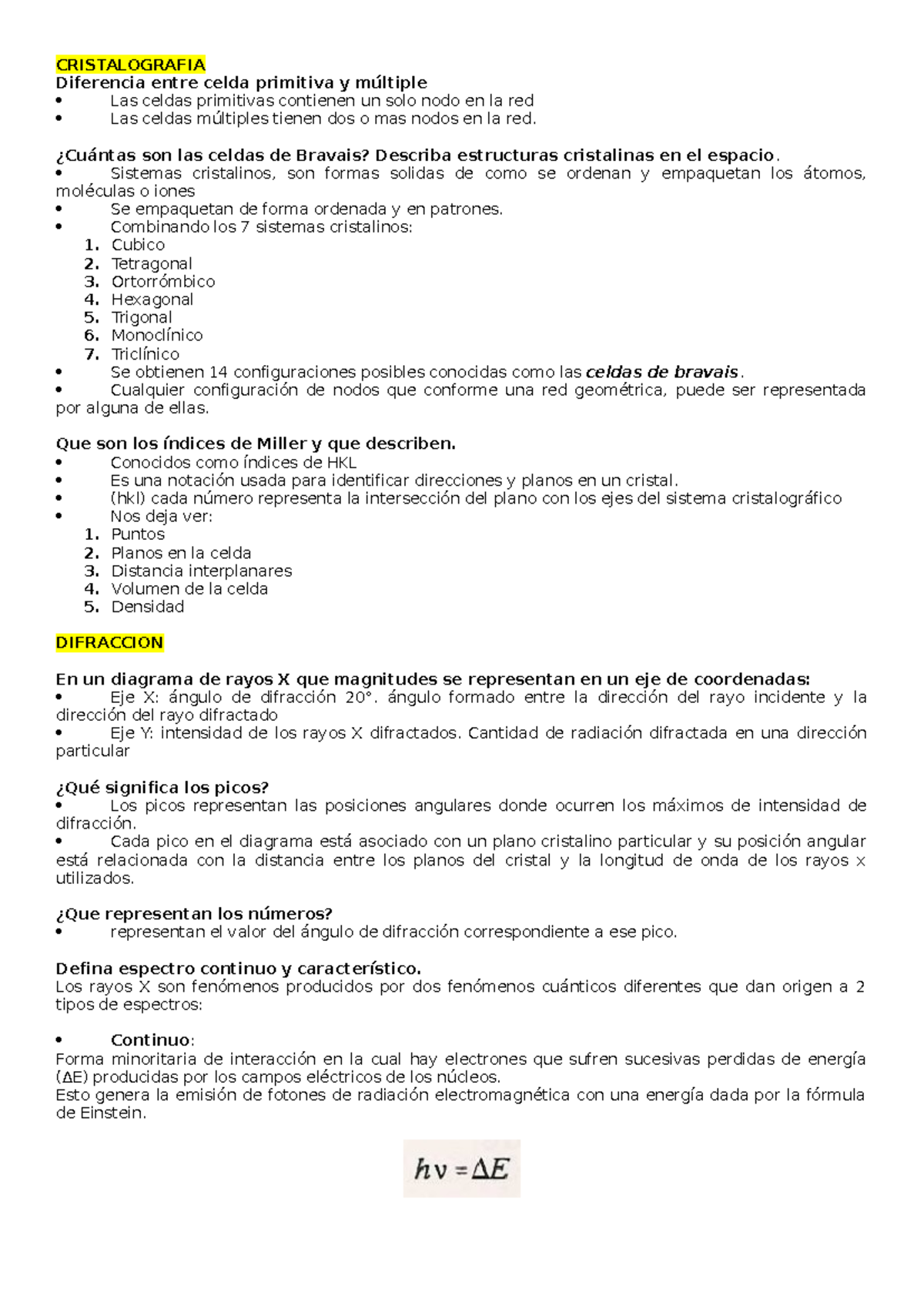 Resumen 1er parcial - CRISTALOGRAFIA Diferencia entre celda primitiva y ...