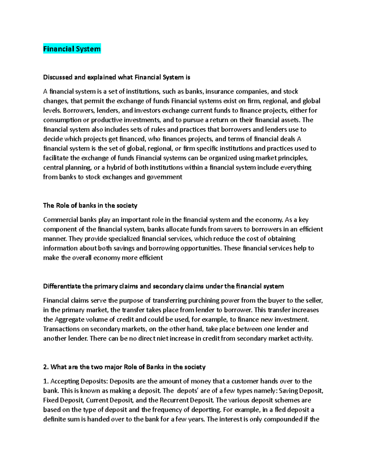 The Financial System - Financial System Discussed and explained what ...