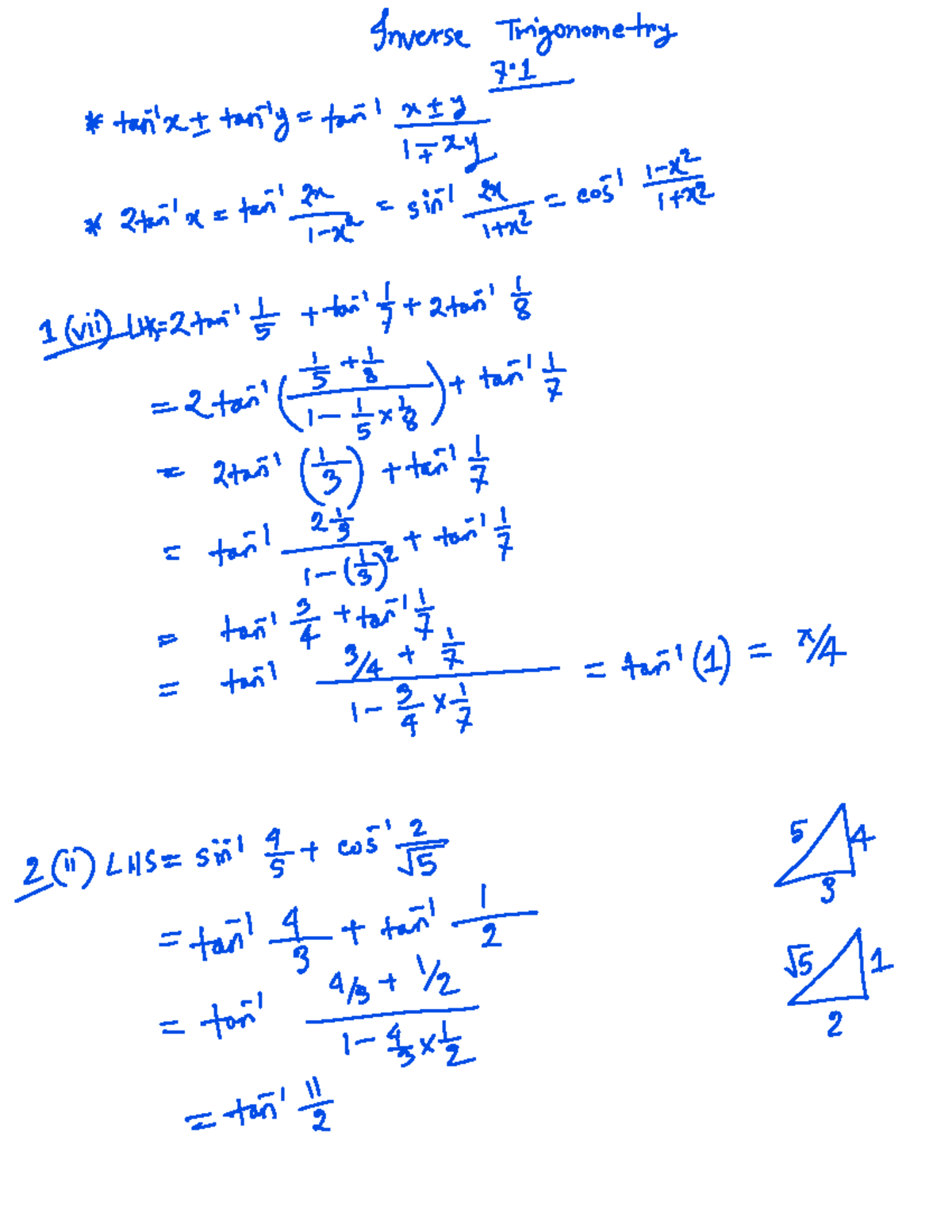 Inverse trigonometry 7 - Math for All - Studocu