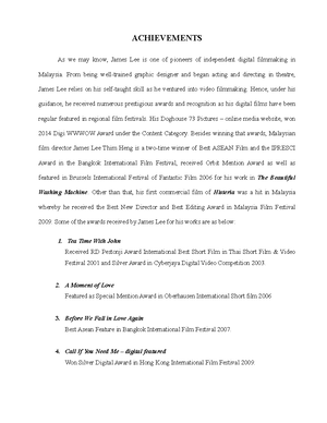 Course INFO FDC411 Malaysian Cinema September - MAC 2019 - UNIVERSITI ...