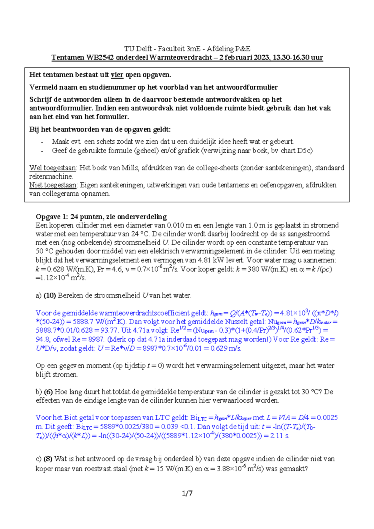 Tentamen-wb2542-Warmteoverdracht-2februari 2023-DEF-metuitwerkingen ...