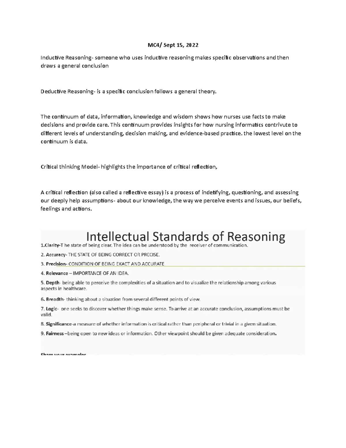 MC4 - NOTES - Inductive Reasoning- someone who uses inductive reasoning ...