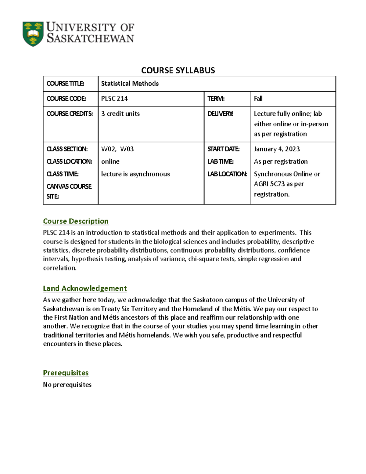 PLSC 214 Syllabus Winter 2023 - COURSE SYLLABUS COURSE TITLE ...