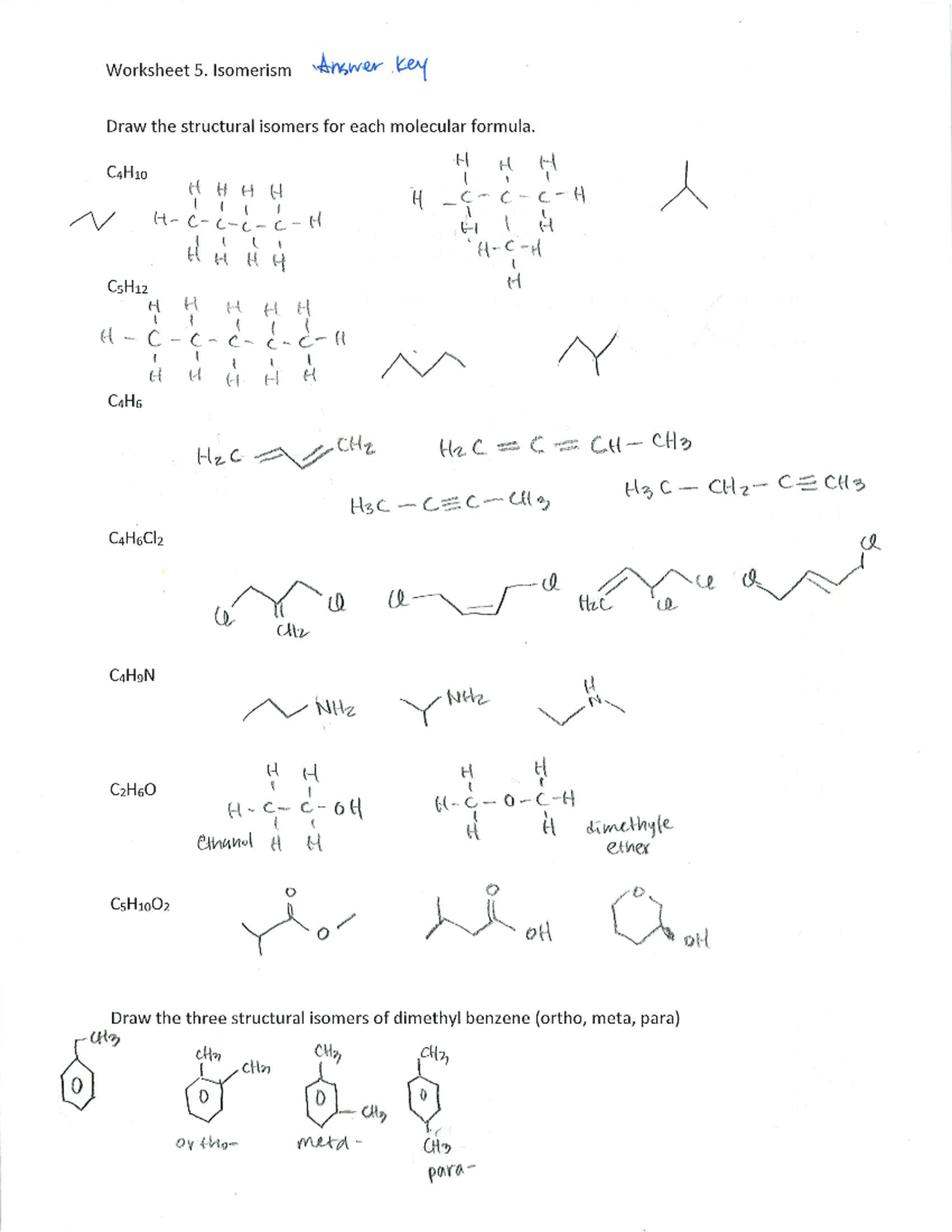 Worksheet 5 Answer Key - CHEM 1152K - Studocu