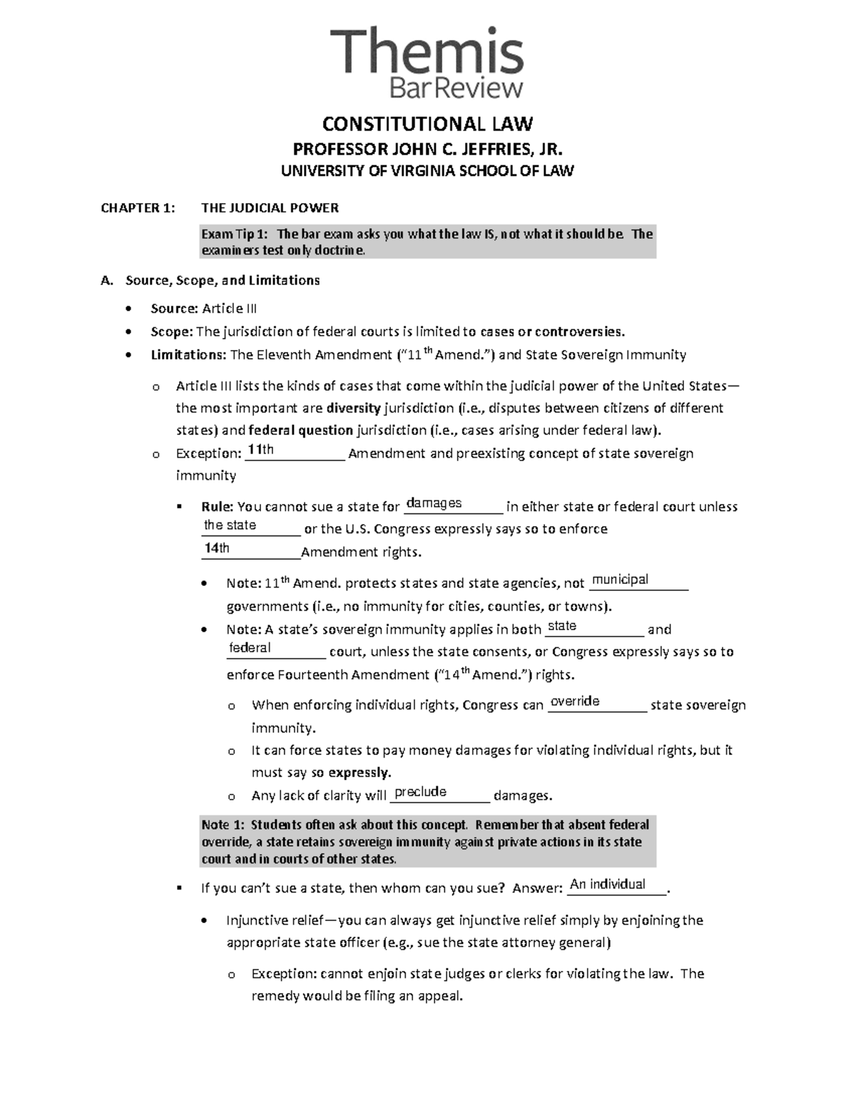 MBE.Jeffries.Con Law February 2022 - CONSTITUTIONAL LAW PROFESSOR JOHN ...