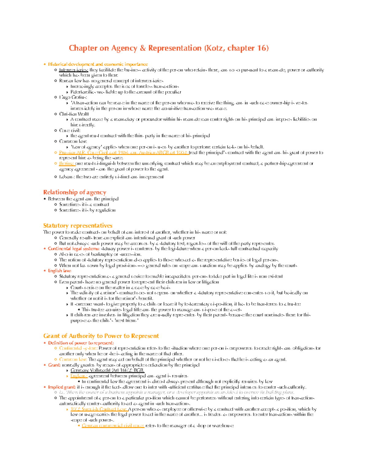 Agency and Representation - Chapter on Agency & Representation (Kotz ...