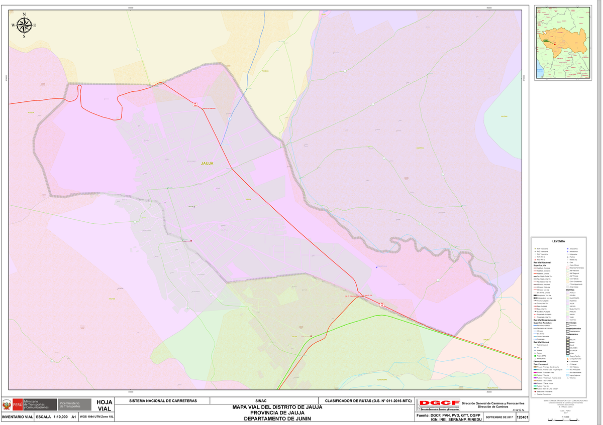 MAPA VIAL DEL DISTRITO DE JAUJA - JAUJA ACOLLA ATAURA YAUYOS JAUJA ...