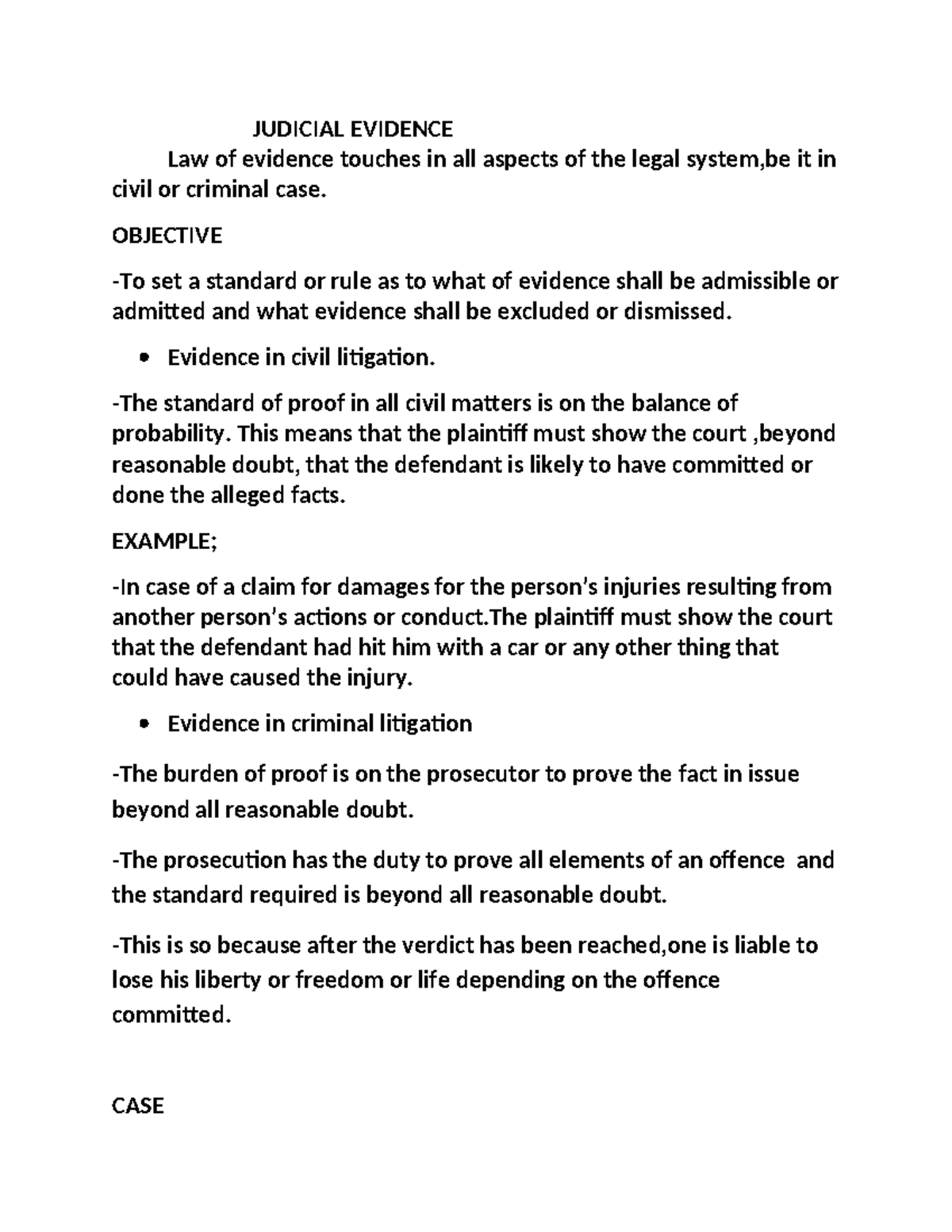 Judicial Evidence Law of evidence touches in all aspects of th ...